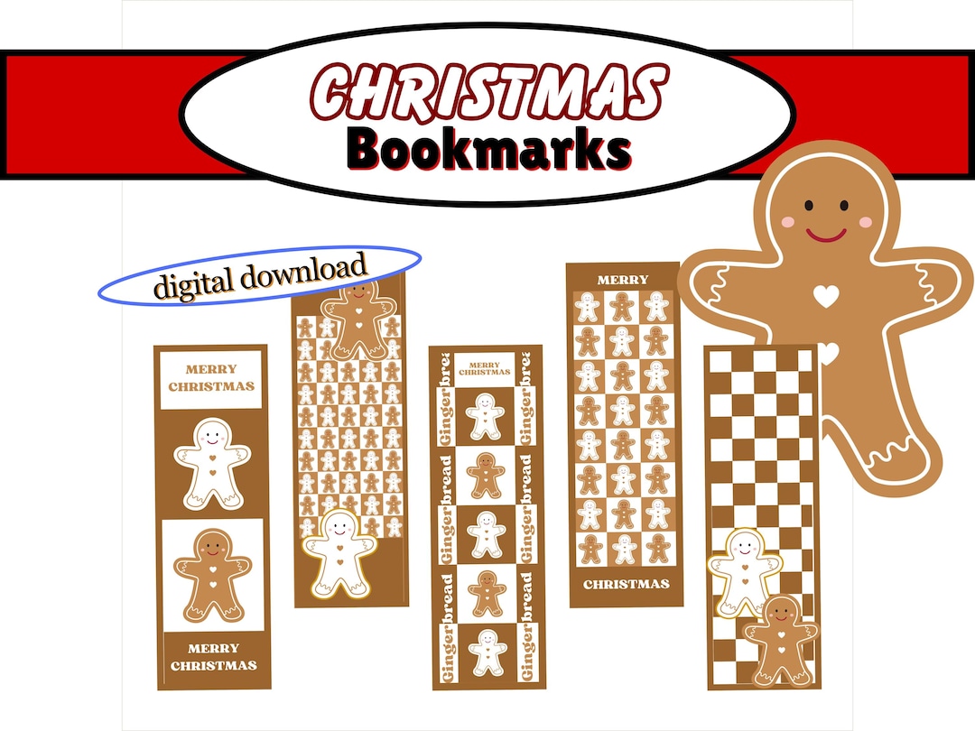 Christmas Gingerbread Printable Bookmarks, Printable Gingerbread ...