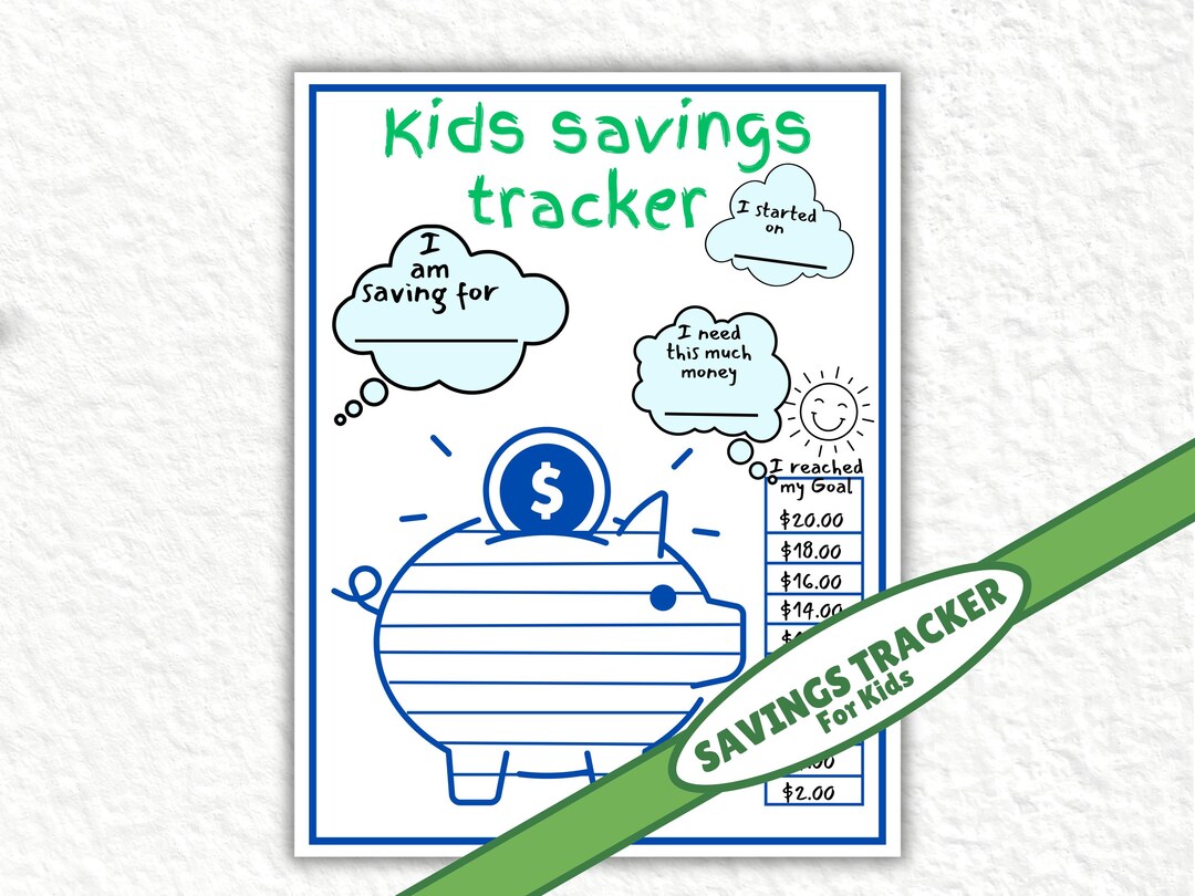 Savings Challenge for Kids, Money Saving Chart, Money Tracker, Savings ...