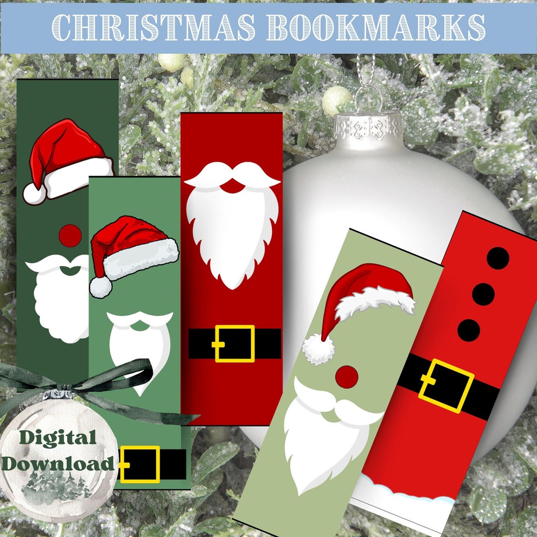 Christmas Bookmark Set Set of 5 Modern Minimalist Santa Bookmark Gift ...