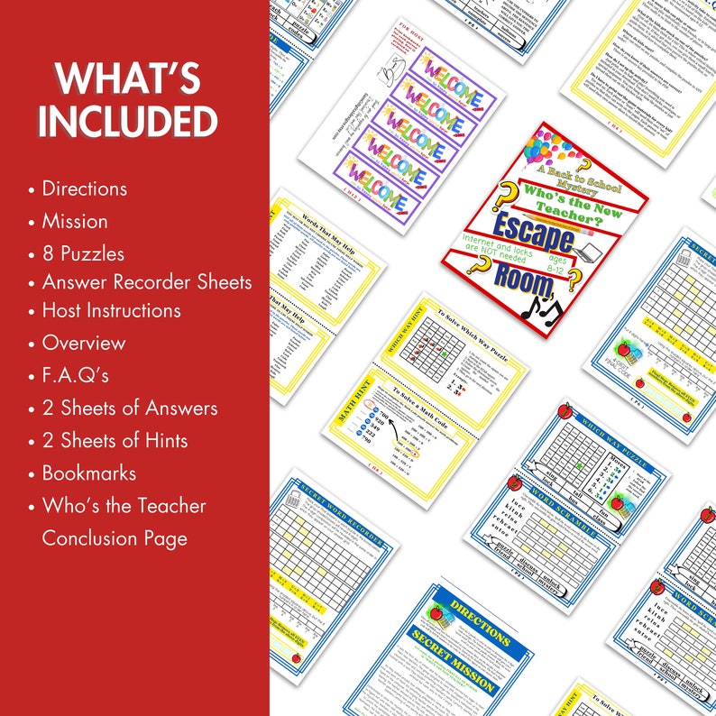 Printable Escape Room, Back to School Escape Room Kit, Team Building ...