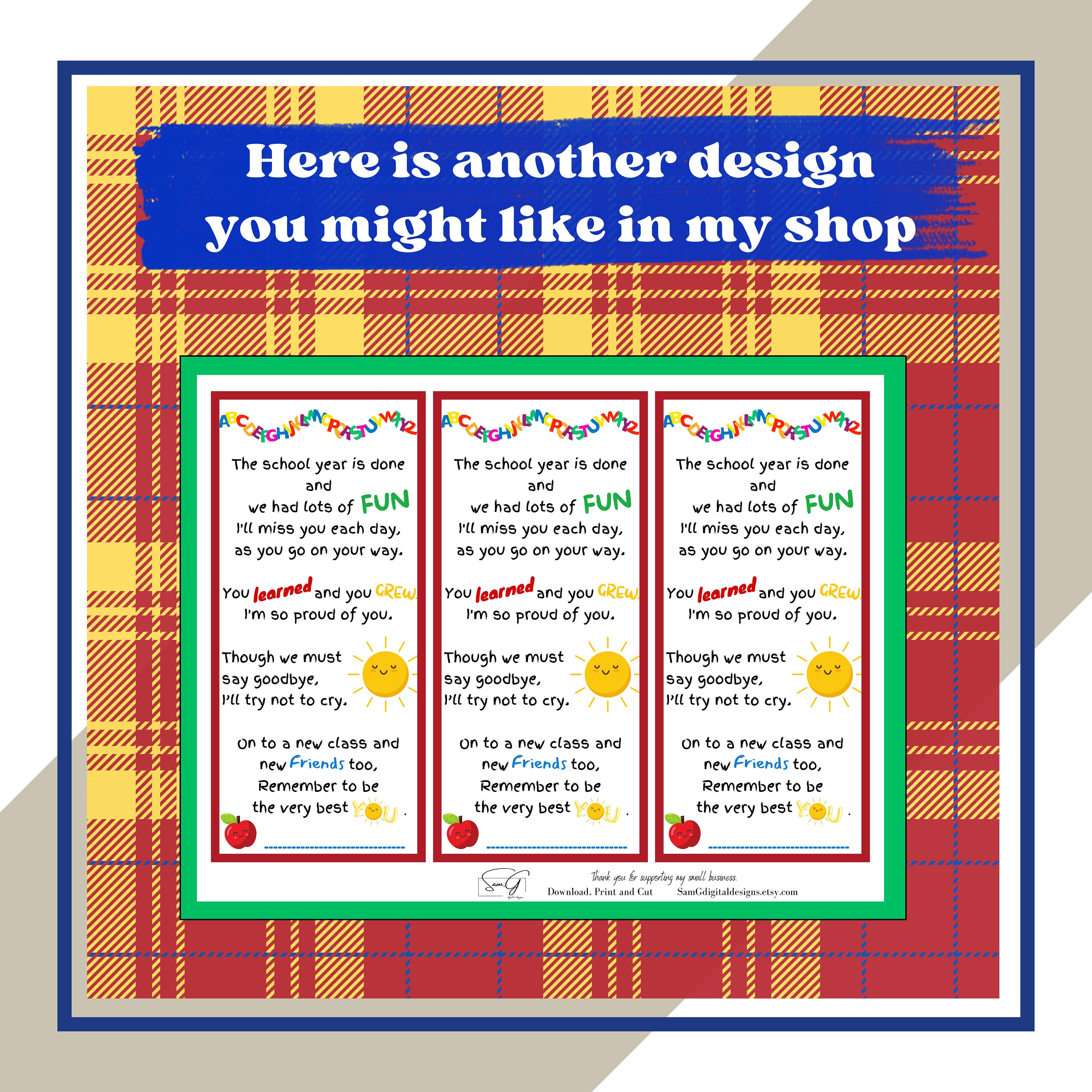 End of the Year Printable Bookmarks From Teacher to Student Note From ...