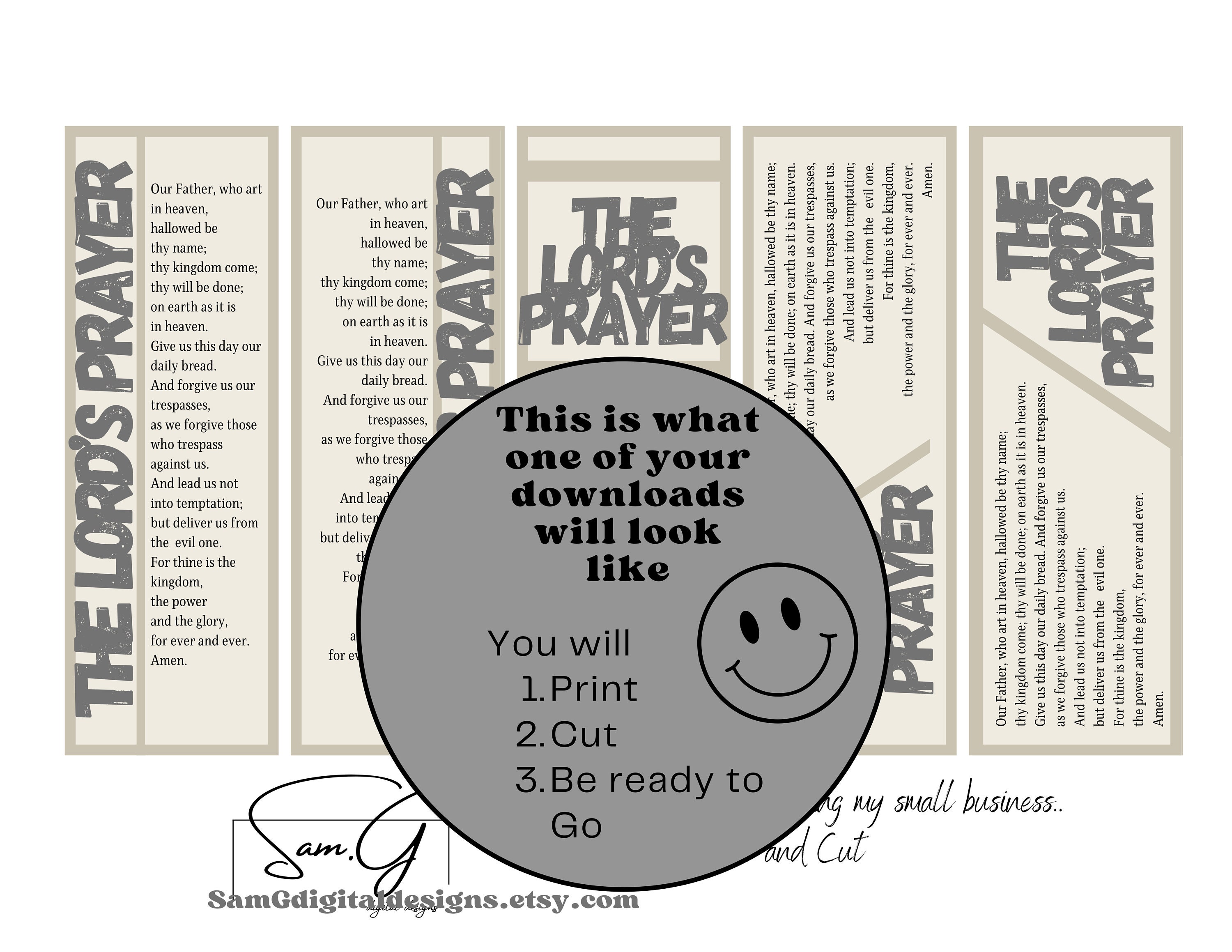 Printable Bookmarks, the Lord's Prayer, Unique Bookmarks, Our Father's ...