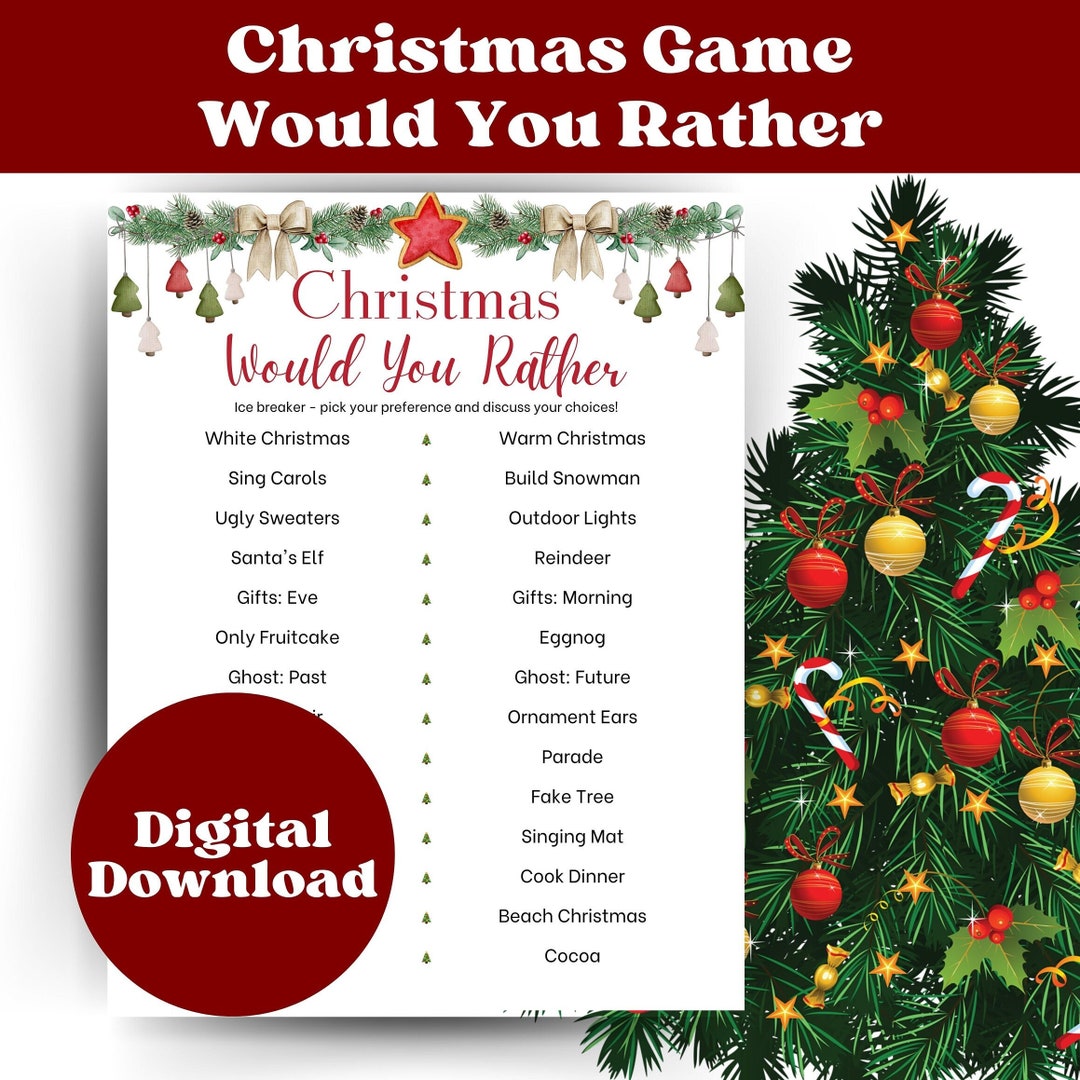 Christmas Game Would You Rather, Christmas Party Game, Fun Family ...