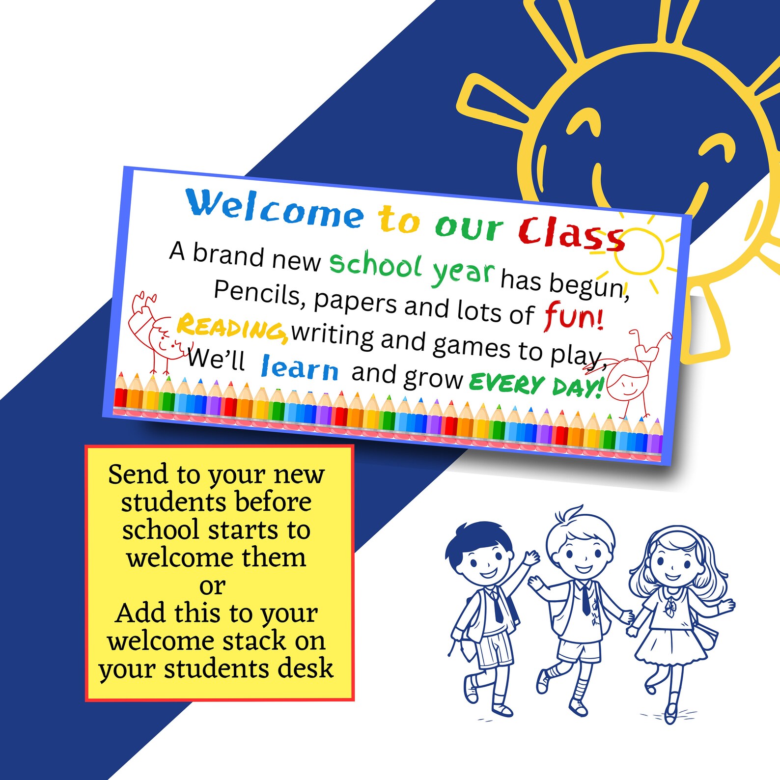 Back to School Bookmark With Poem, First Day of School Welcome, Back to ...