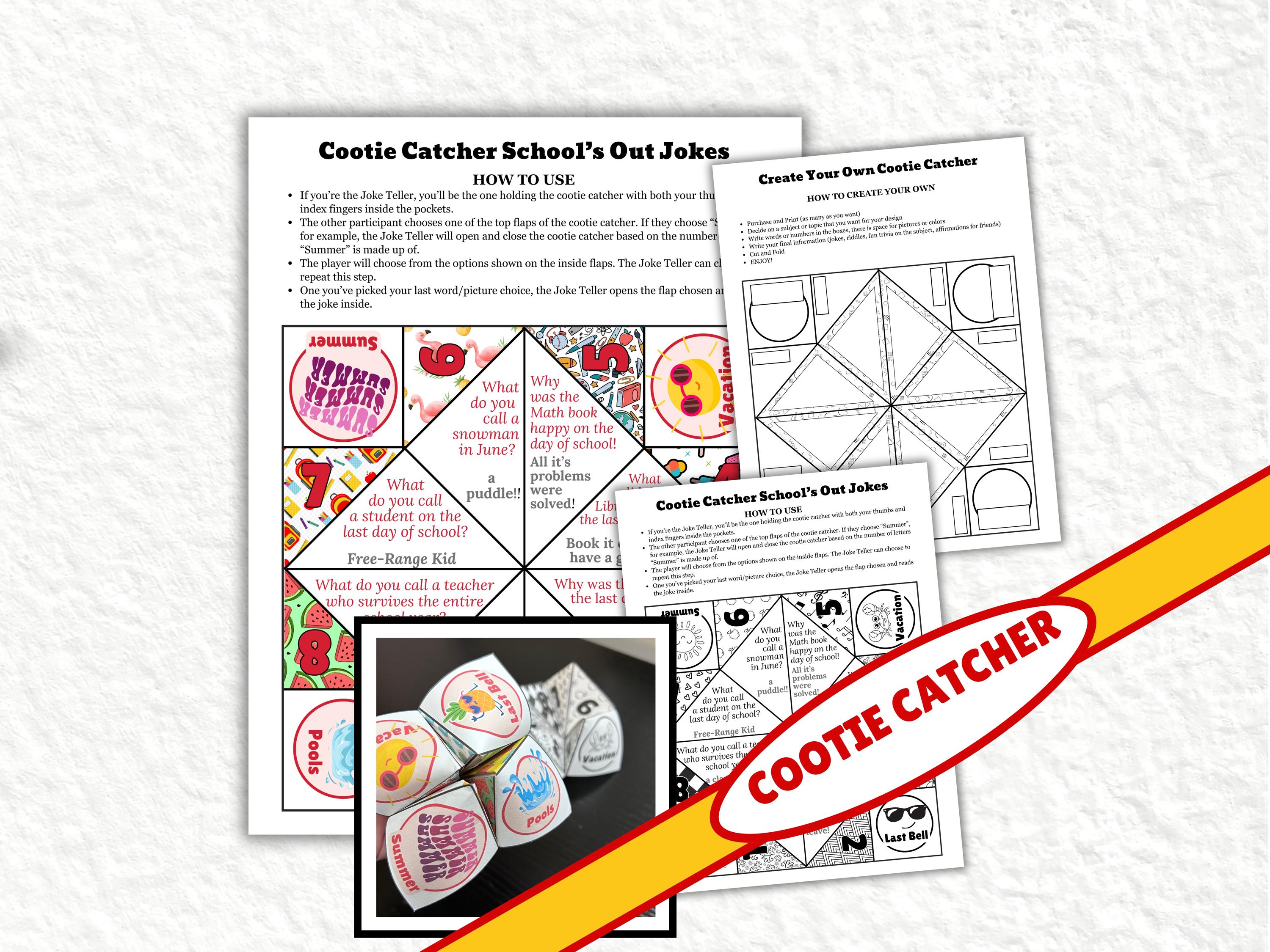 Jokes for Kids, Cootie Catcher, Paper Fortune Teller, End of School ...