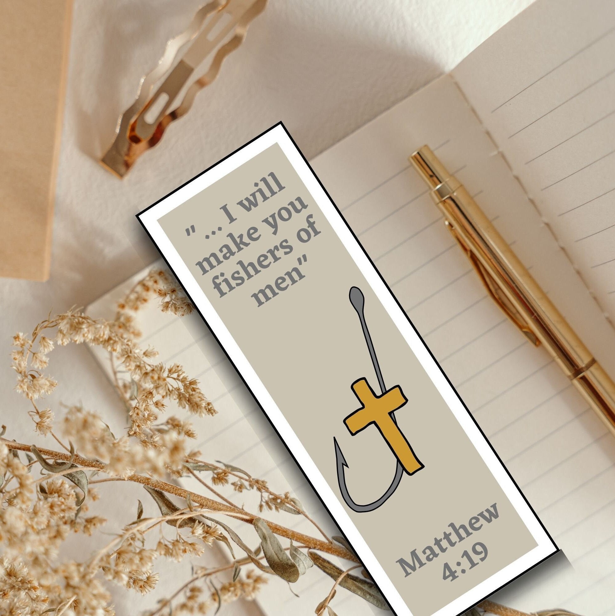 Christian Bookmark, Bible Verse Matthew 4:19, Printable Bookmarks ...