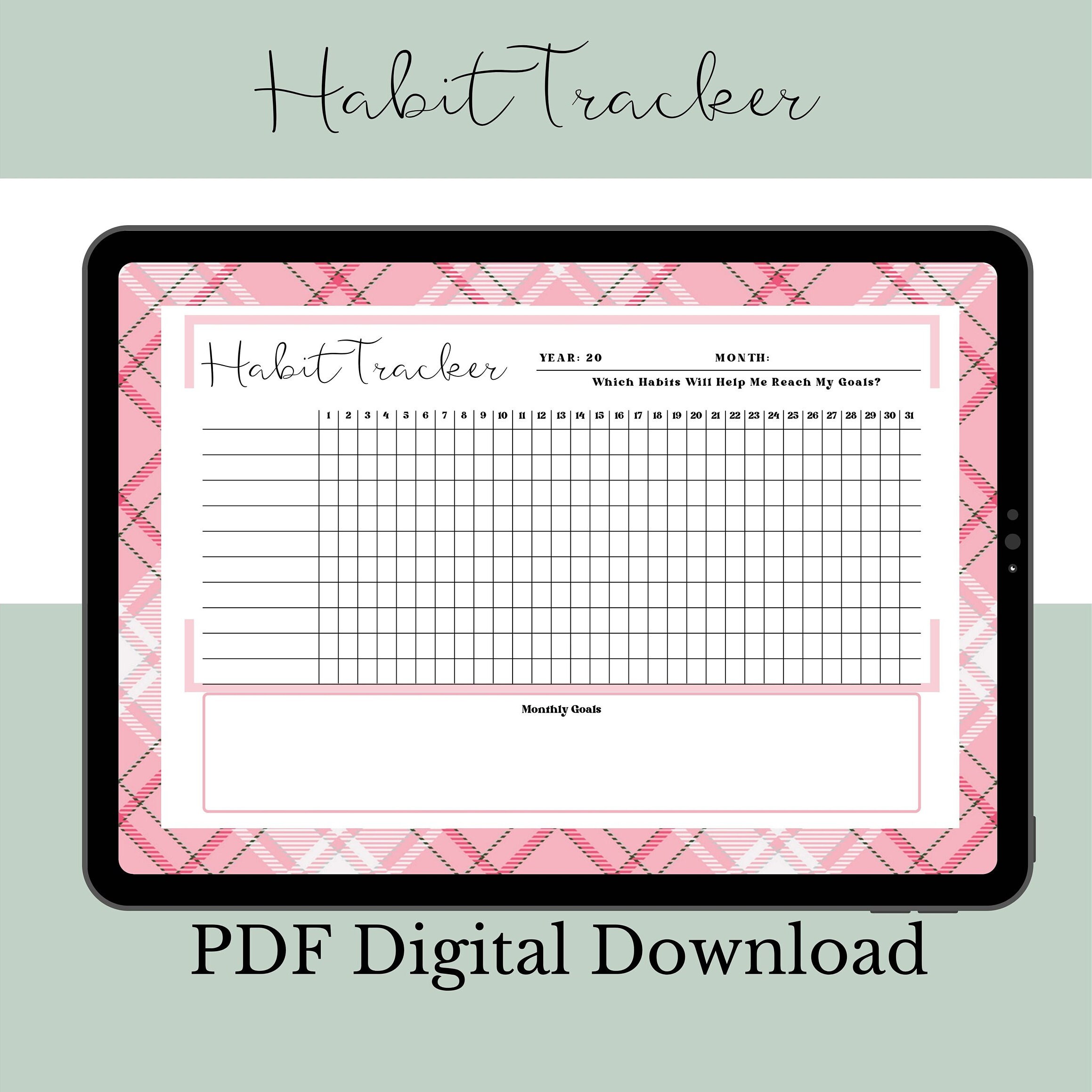 Habit Tracker Printable, Cute Habit Tracker, Monthly Habit Tracker, PDF ...