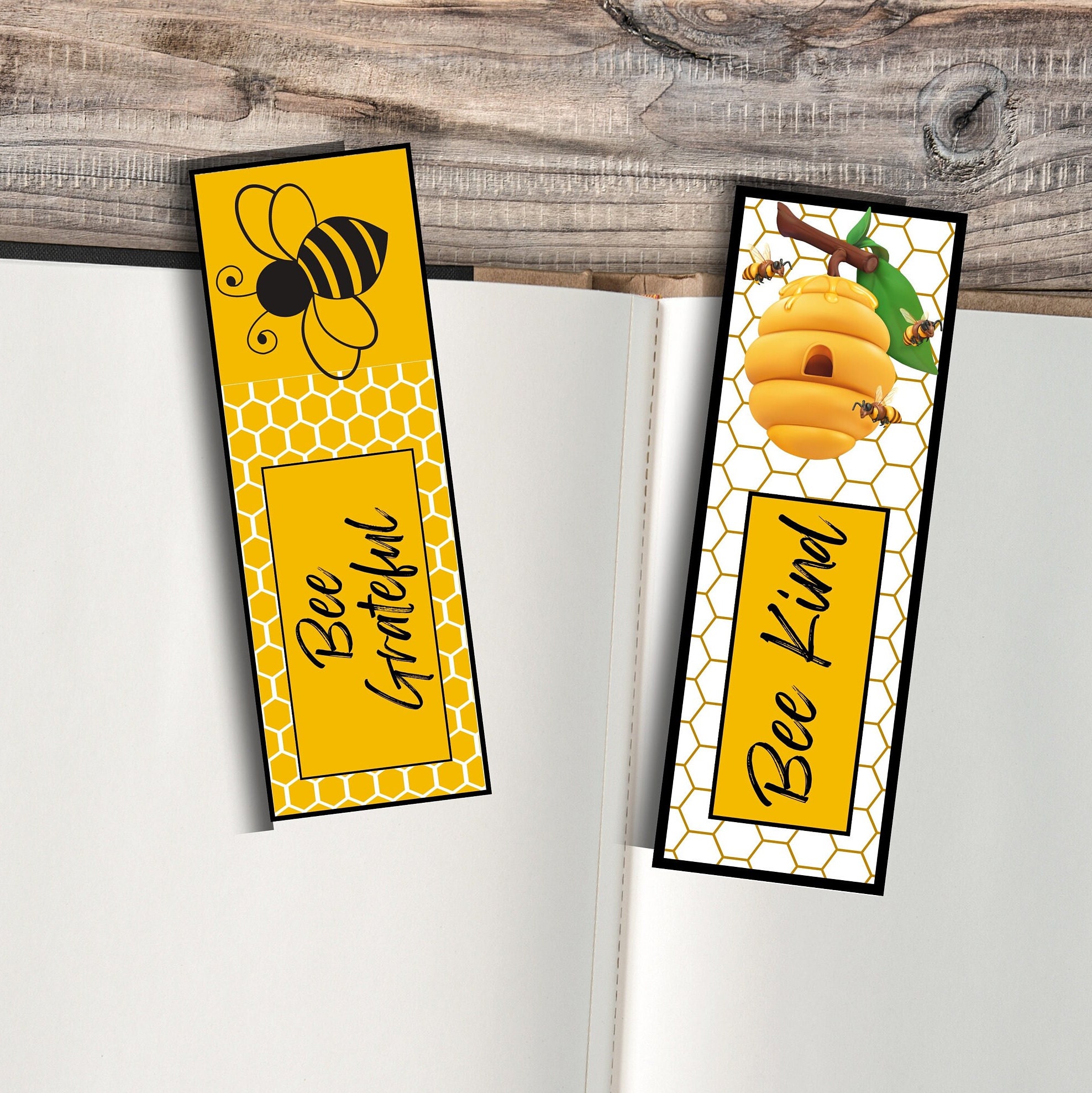 Printable Bookmarks, Bee Theme, Unique Bookmarks, Bookmark for Reader ...