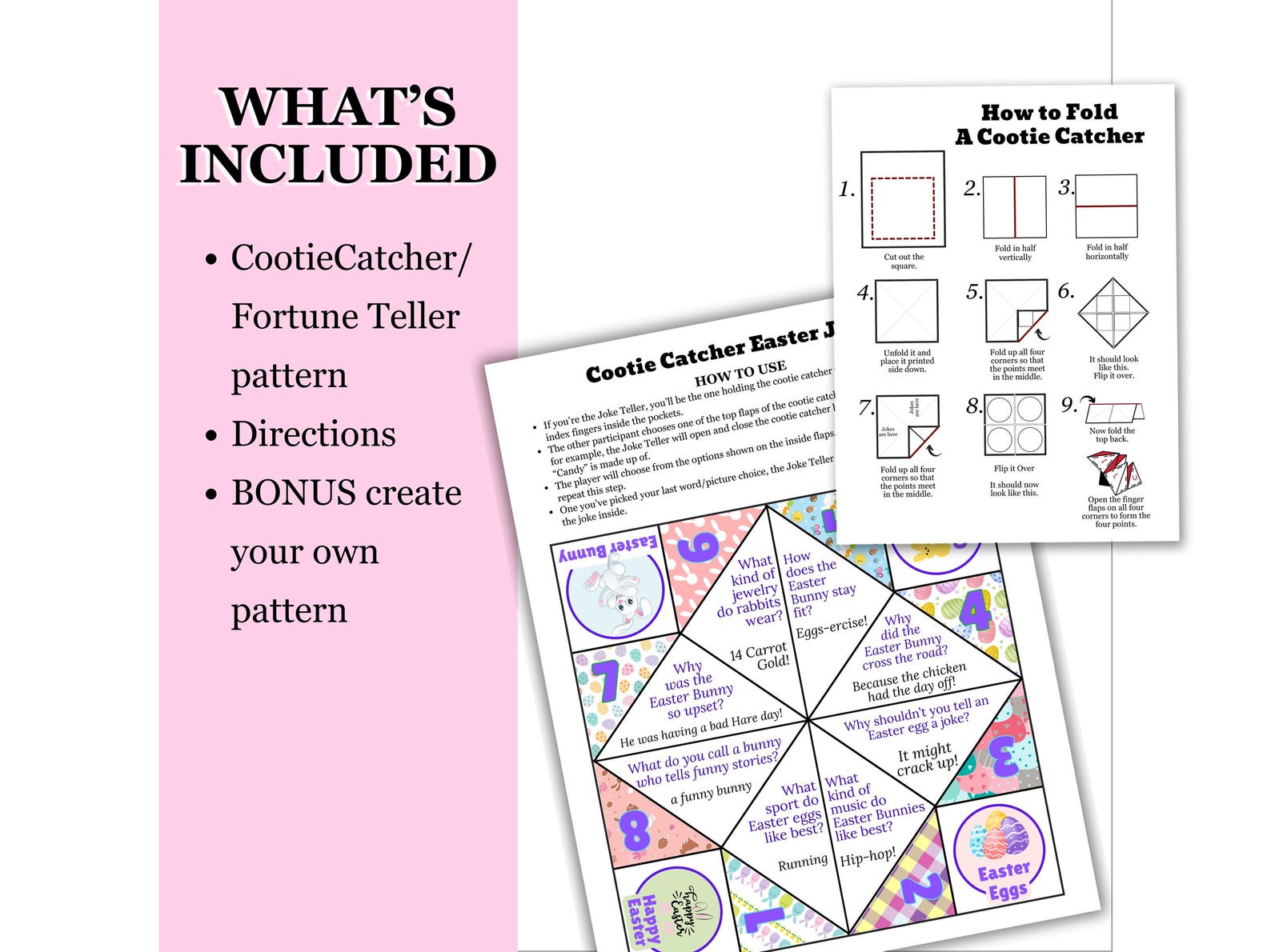 Cootie Catcher, Paper Fortune Teller, Easter Cootie Catcher, Origami ...