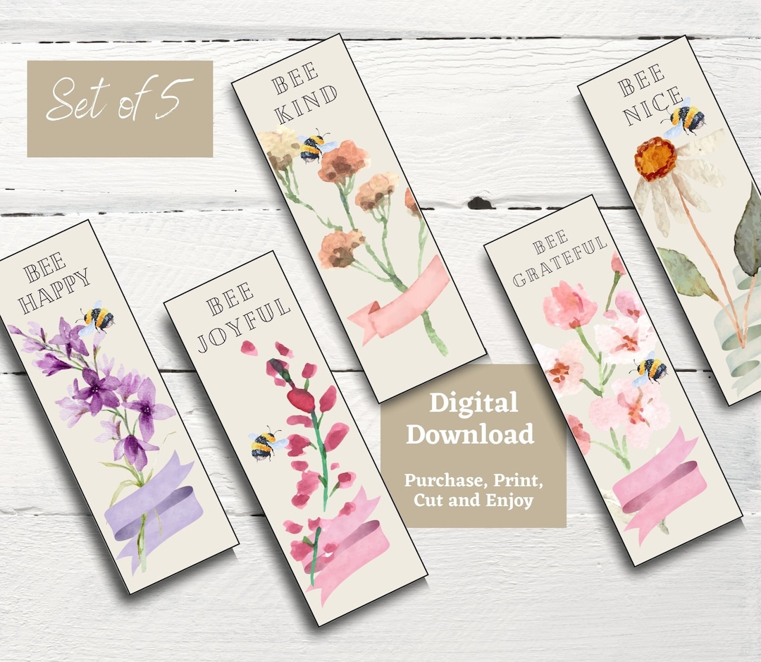 Printable Bookmarks, Unique Bookmarks, Bookmark Set, Floral Bookmark ...