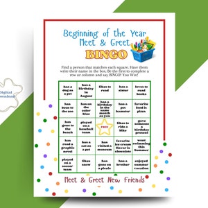Back to School Bingo, Printable Bingo First Day of School, Find the ...