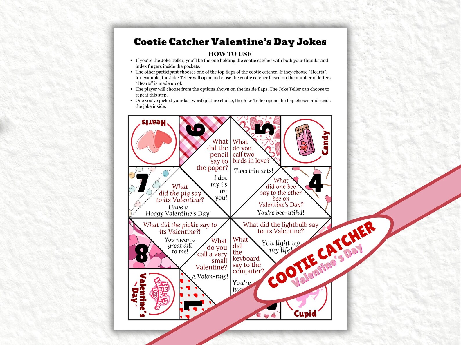Cootie Catcher, Valentines Day Jokes, Paper Fortune Teller, Printable ...