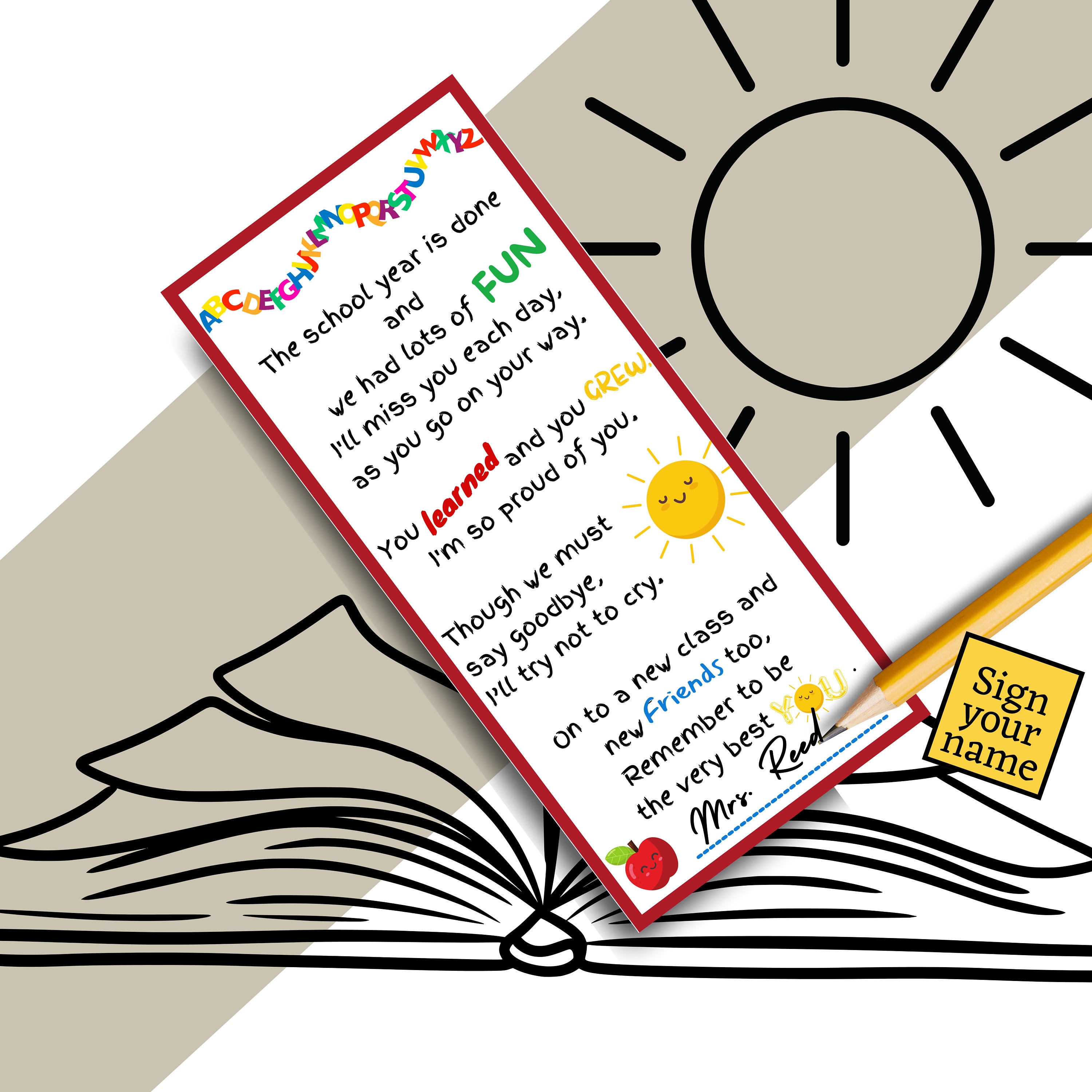 End of the Year Printable Bookmarks for Beginning Readers From Teacher ...