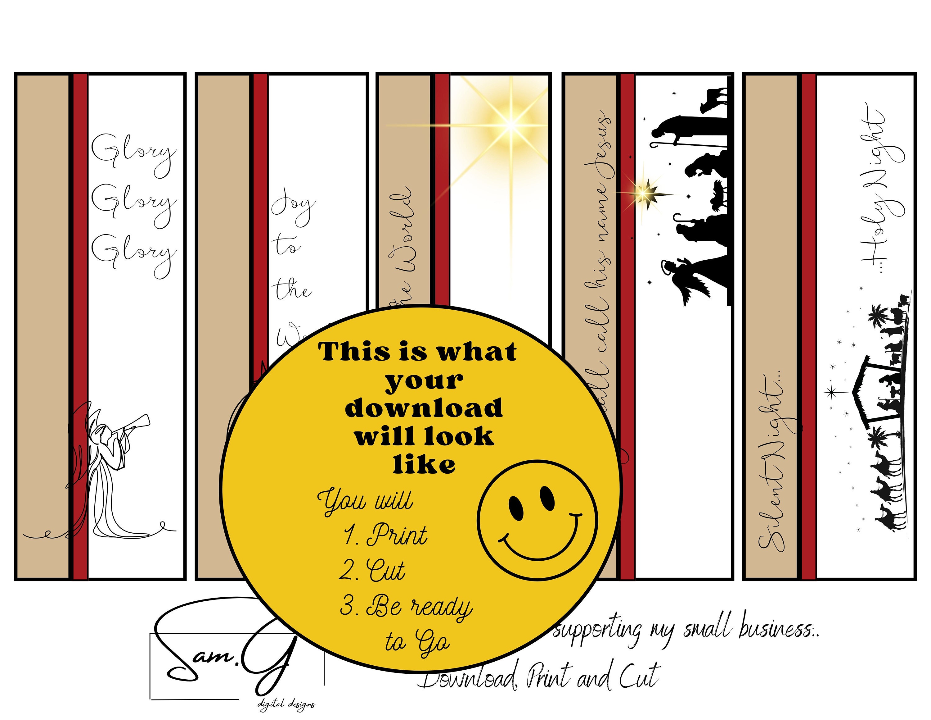 Printable Bookmarks Christmas Nativity Bookmark Set | Set of 5 ...