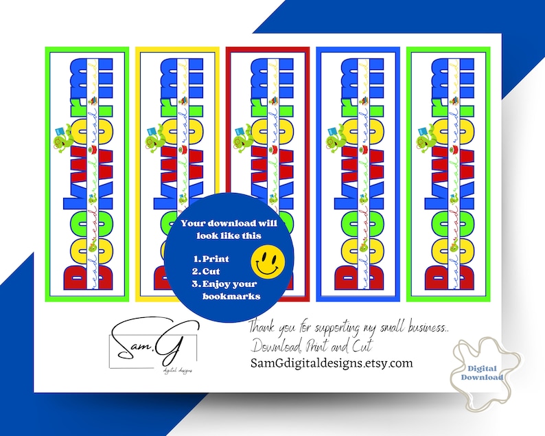 Printable Bookmarks for the Bookworm, Reader Gifts, Colorful Bookworm ...