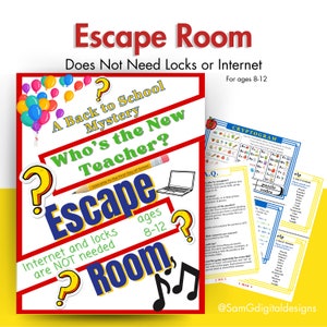 Back to School, Printable Escape Room, Back to School Escape Room ...