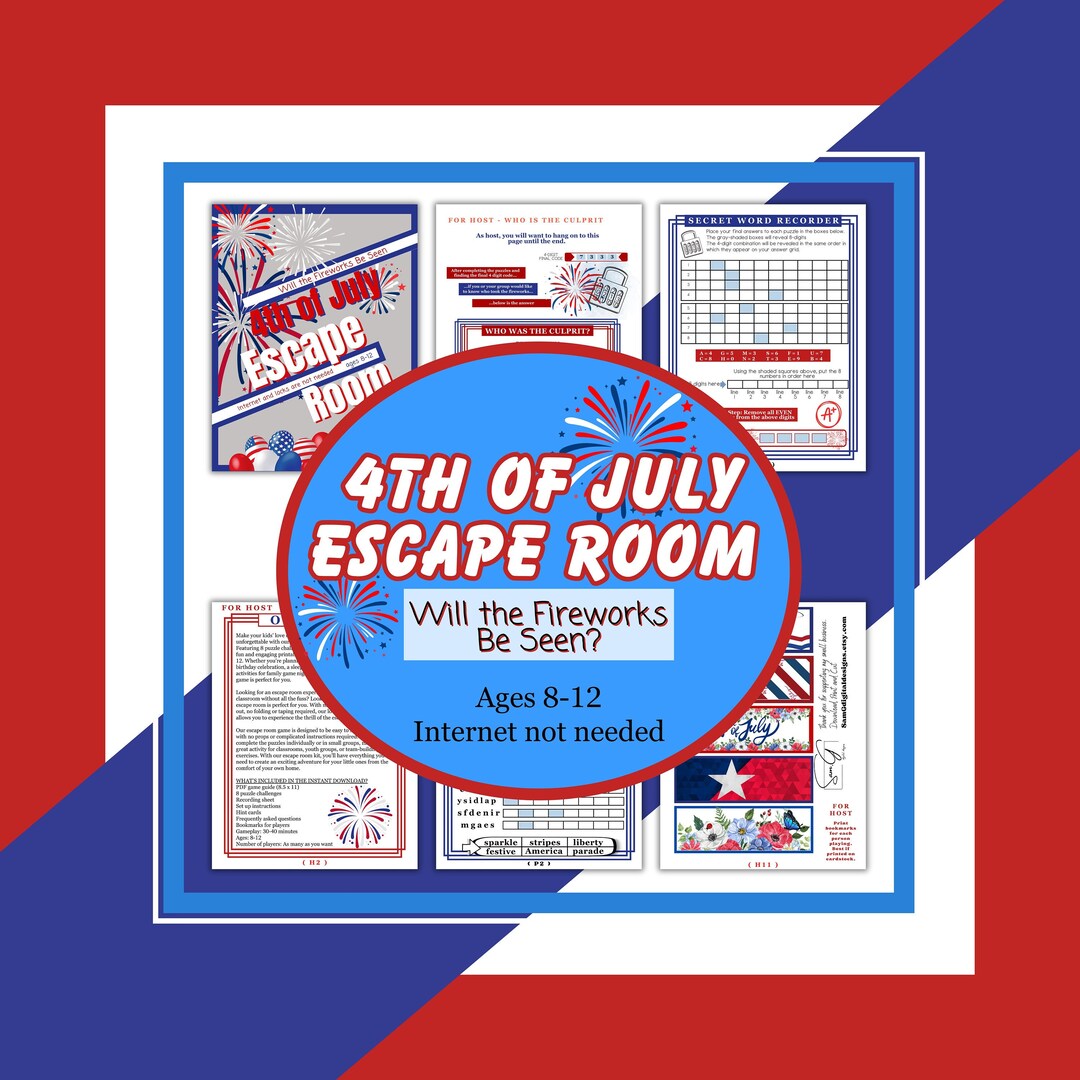 Printable Escape Room 4th of July, Fireworks Escape Room Kit, Fourth of ...