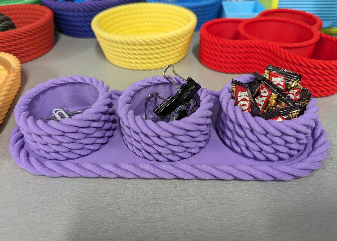 Triple Mini Rope Organizer Rope Textured Container Dish 3D - Etsy
