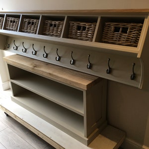 Shaker Oak Wellington/shoe Bench and Matching Coatrack - Etsy UK