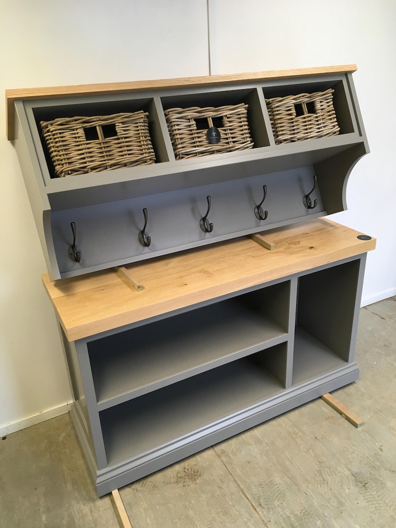 Shaker Oak Wellington/shoe Bench and Matching Coatrack - Etsy UK