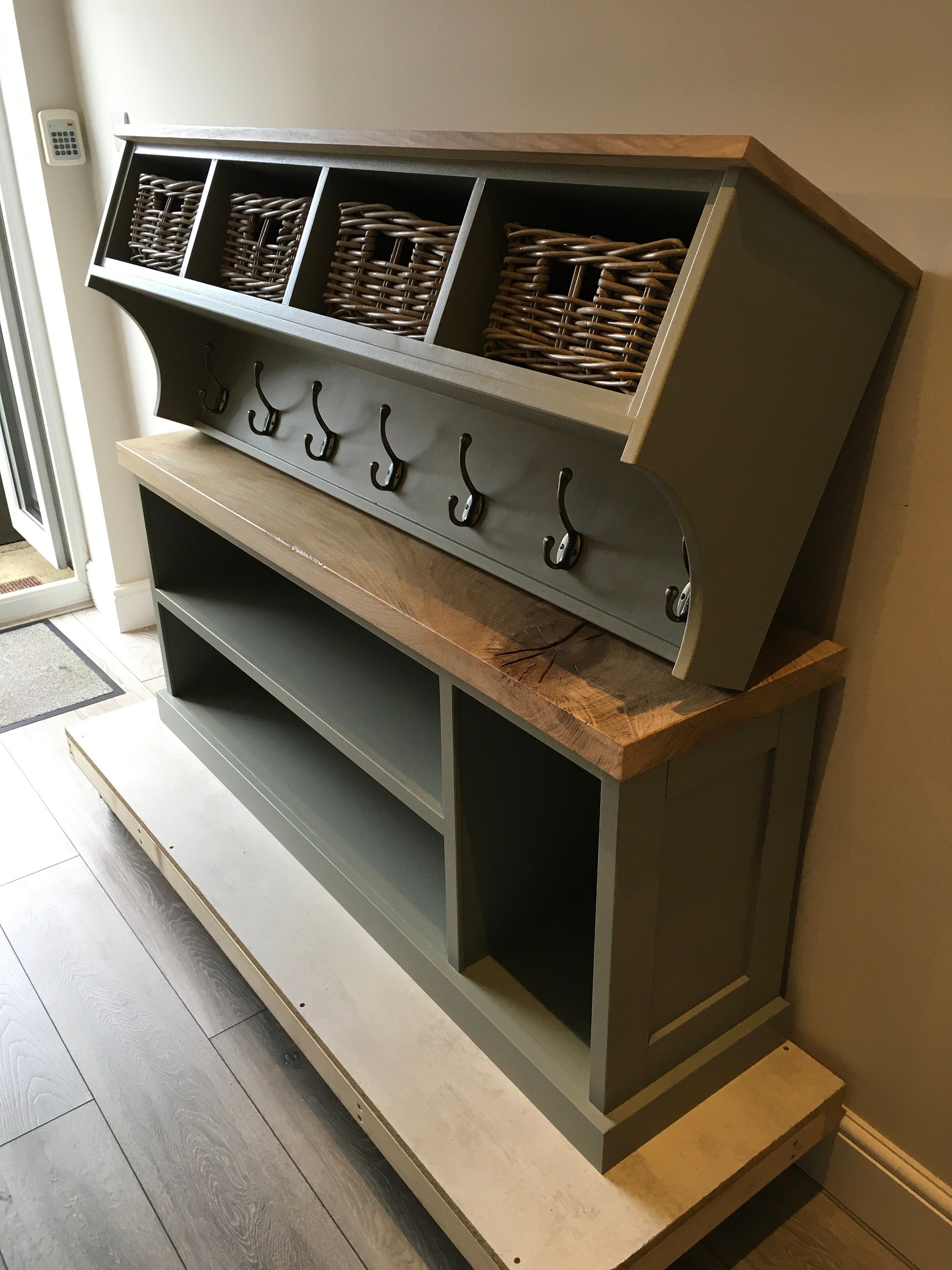 Shaker Oak Wellington/shoe Bench and Matching Coatrack - Etsy UK