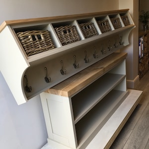 Shaker Oak Wellington/shoe Bench and Matching Coatrack - Etsy UK