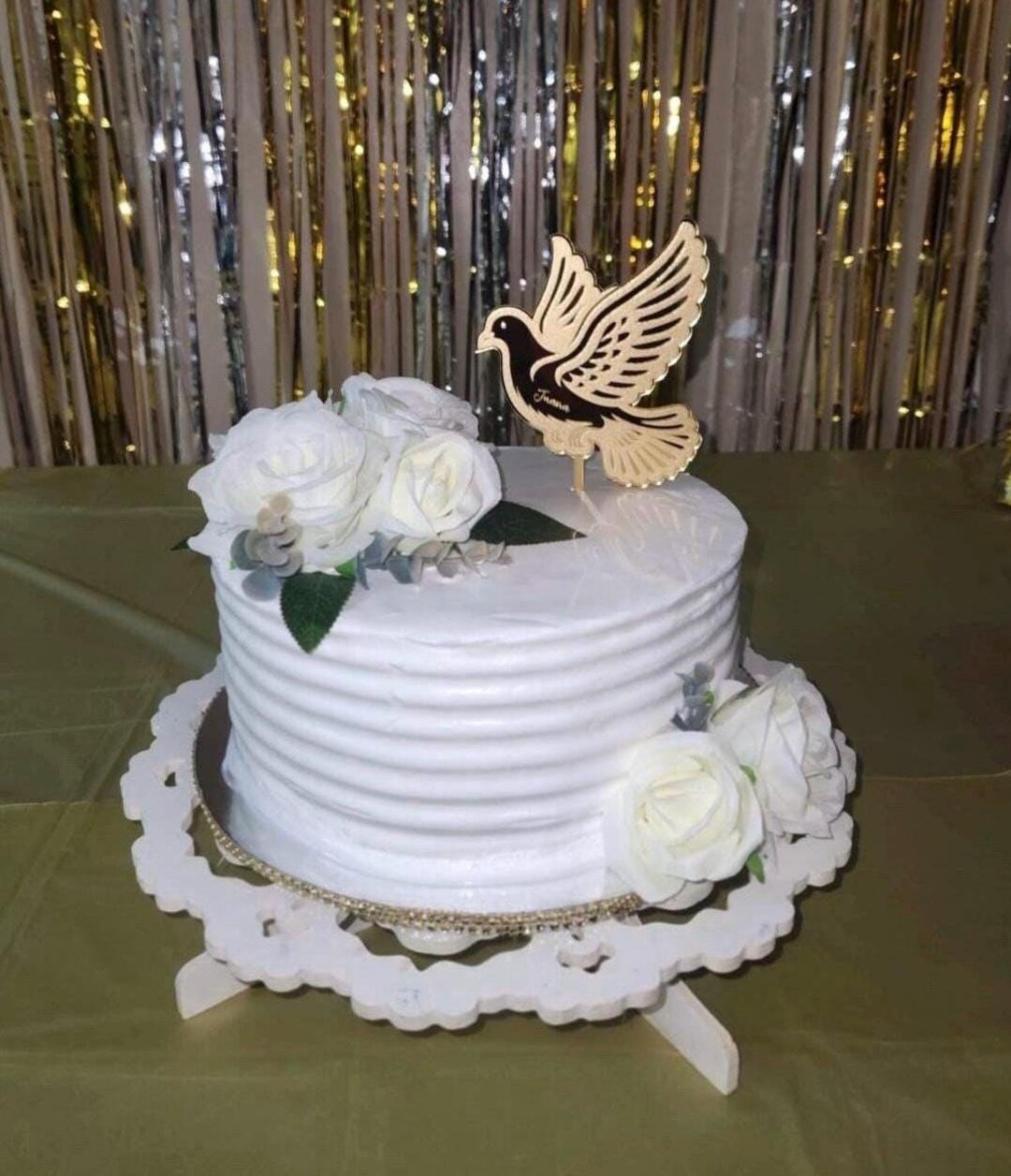 Dove Cake Topper, Baptism Cake Topper, Acrylic Cake Topper, Gold Cake ...