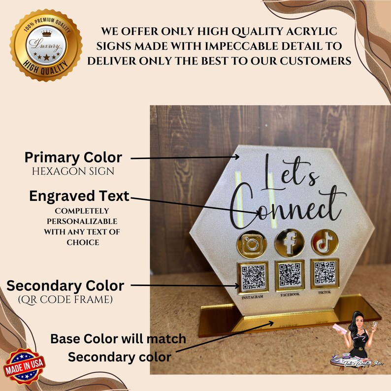 Multi QR Code Sign, Business Card Sign, Acrylic Signs, Size 7x6 In ...