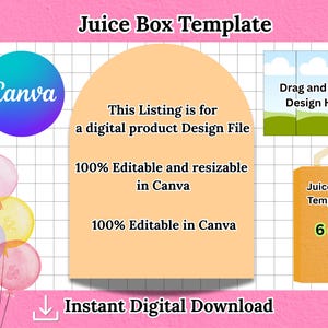 Editable Juice Box Label Template, Canva Printable (digital Download ...
