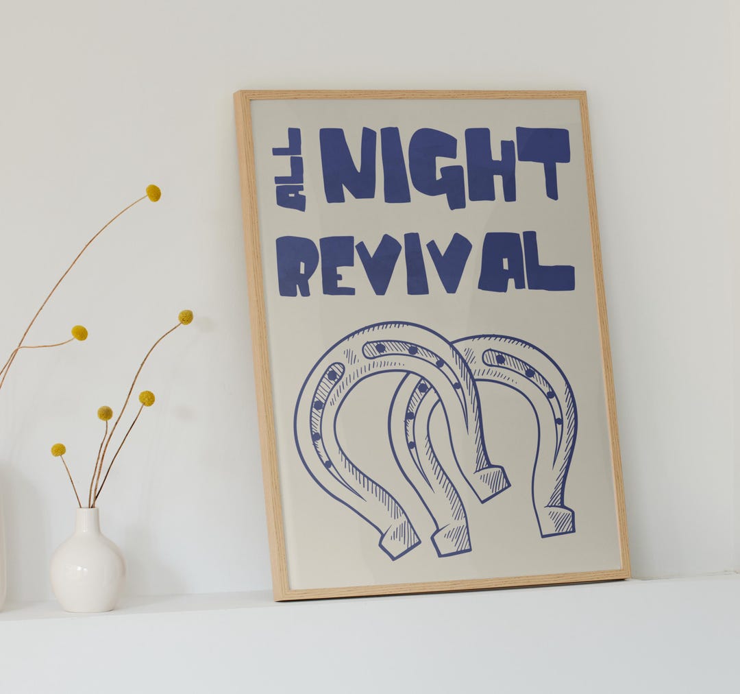 Digital All Night Revival Poster, Band Print, Wall Art Decor, Country ...