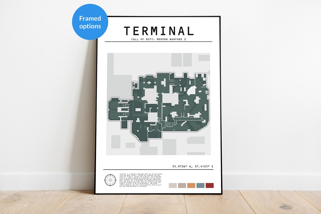 Call of Duty Terminal Map Poster / Video Game Decor Print / Minimal ...