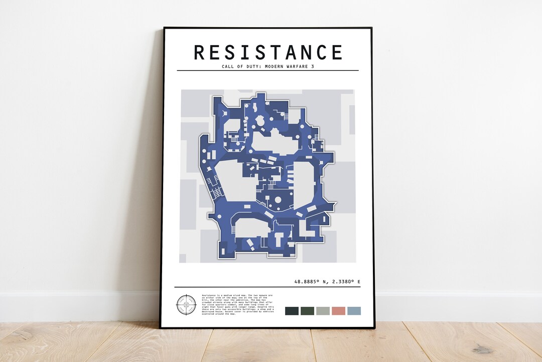 Call of Duty Resistance Map Poster / Video Game Decor Print / Minimal ...