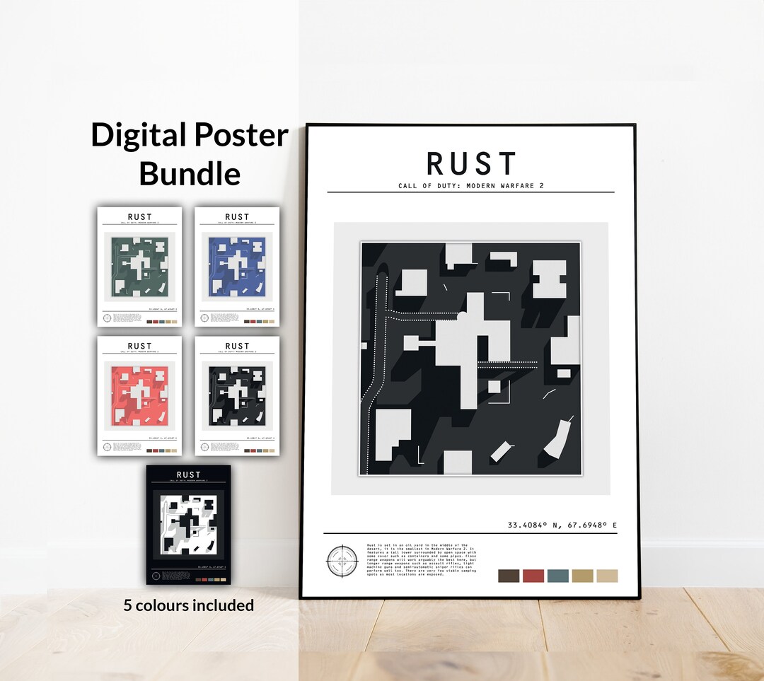 Digital Call of Duty Rust Map Poster / Colourful Gaming Decor / Unique ...