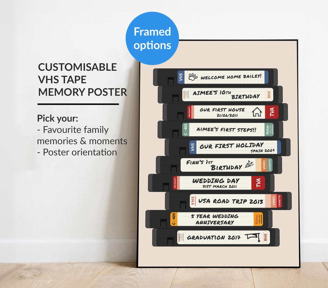 Custom VHS Video Tape Poster, Family Memories Personalized Vintage Art ...