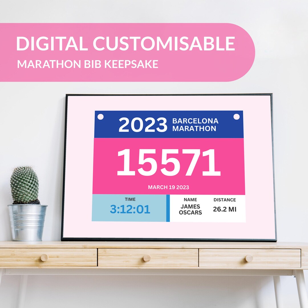 Digital Personalised Marathon Bib Poster, Runners Gift, Sports Memory ...