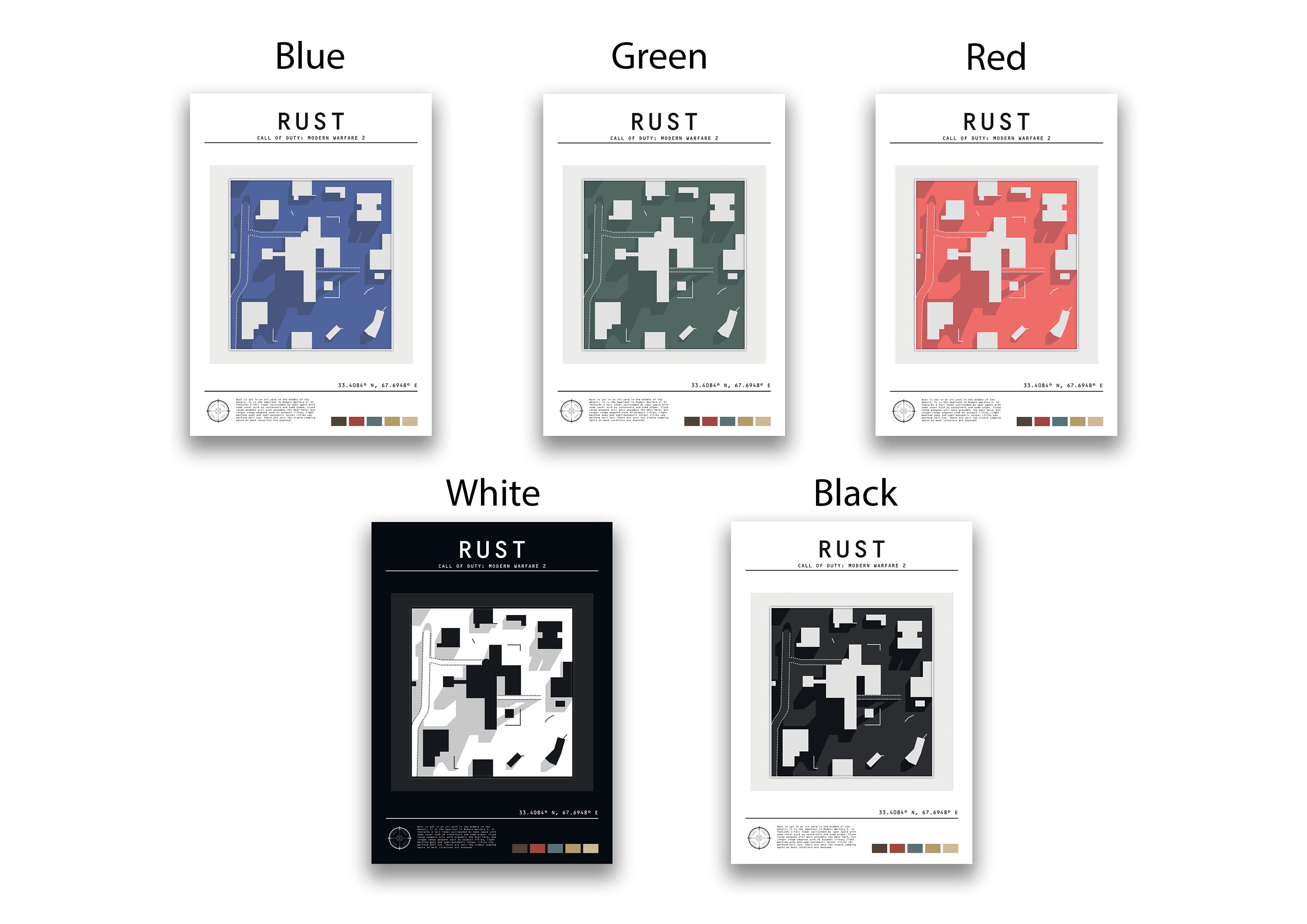 Digital Call of Duty Rust Map Poster / Colourful Gaming Decor / Unique ...