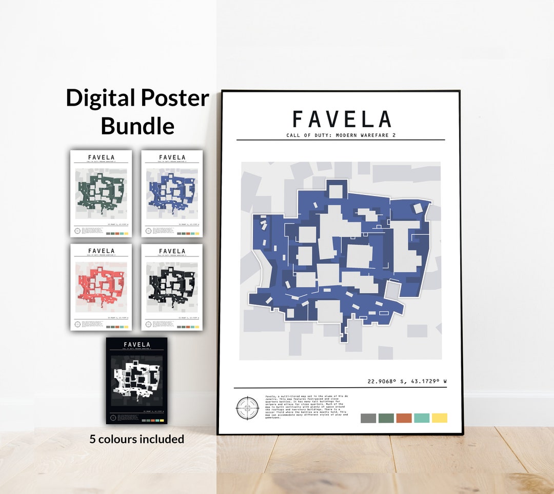 Digital Call of Duty Favela Map Poster Bundle of 5 Gaming - Etsy
