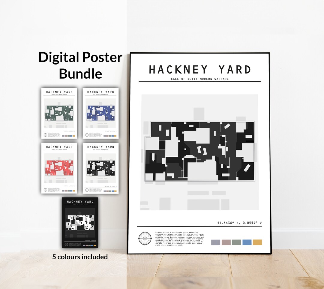 Digital Hackney Yard Map Poster / Colourful Gaming Decor / Unique Gamer ...