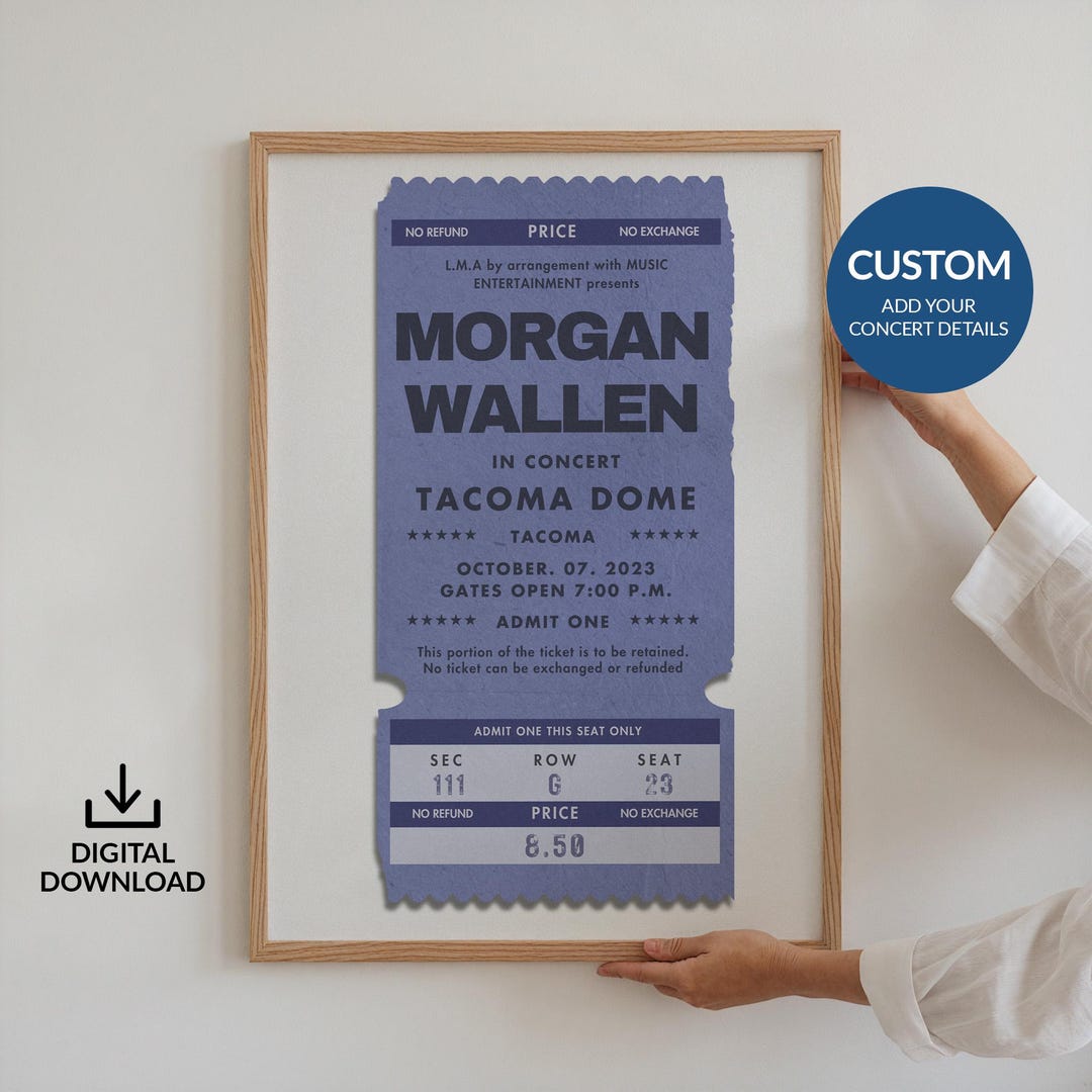 Digital Custom Concert Ticket Poster, Blue Personalized Retro Memory ...