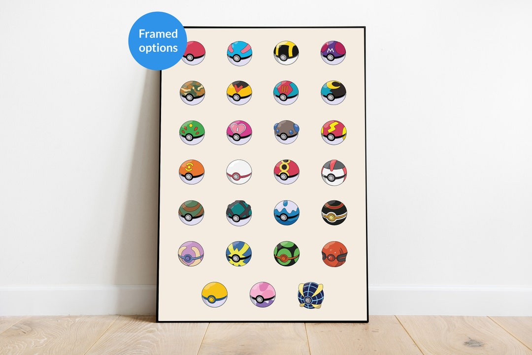 Pokemon Pokeball Poster, Colourful Kids Classroom Print, Wall Art Anime ...