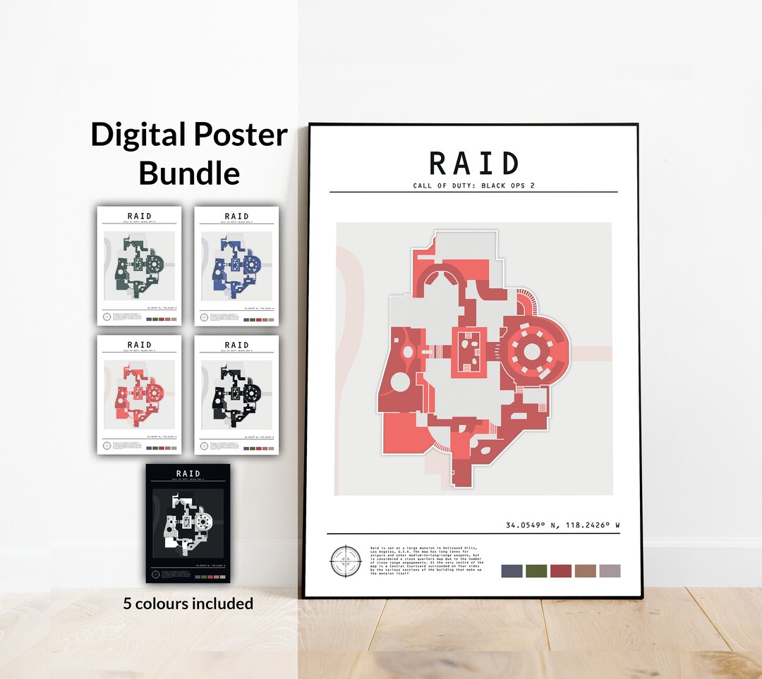 Call of Duty Raid Map Poster / Digital Video Game Decor Print / Minimal ...