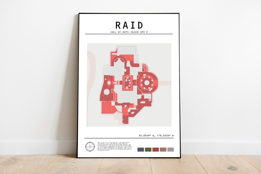Raid Map Poster / Video Game Decor Print / Minimal Gamer Wall Art ...