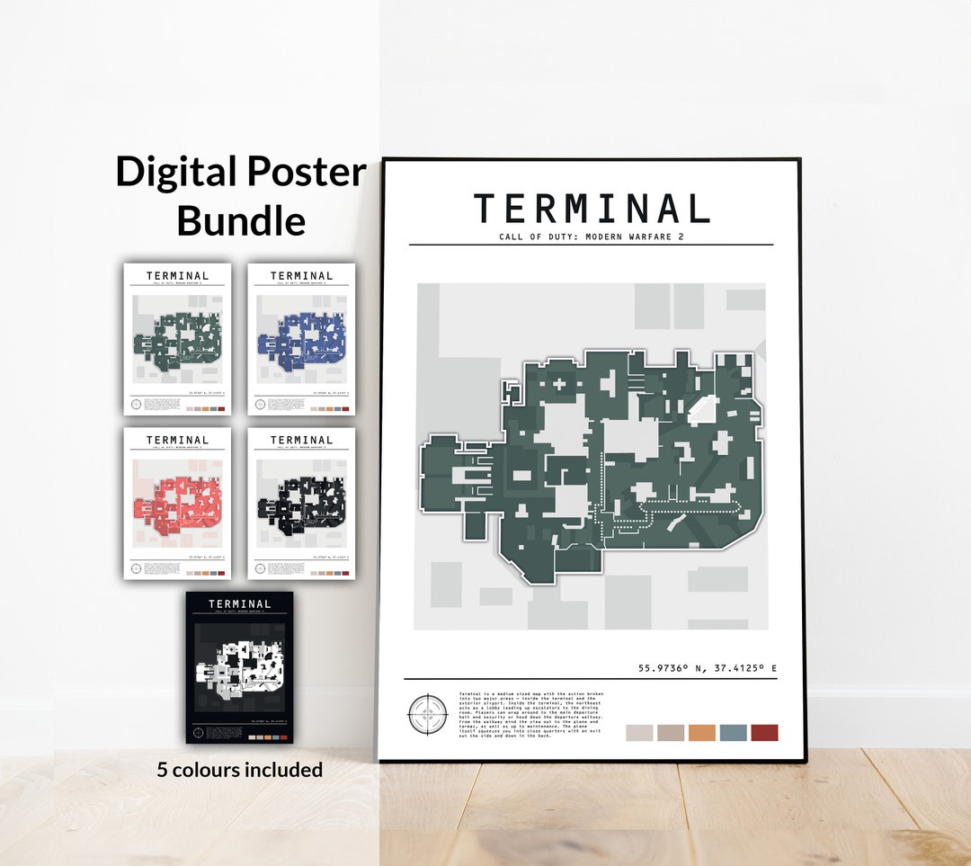 Call of Duty Terminal Map Poster / Digital Video Game Print / Minimal ...