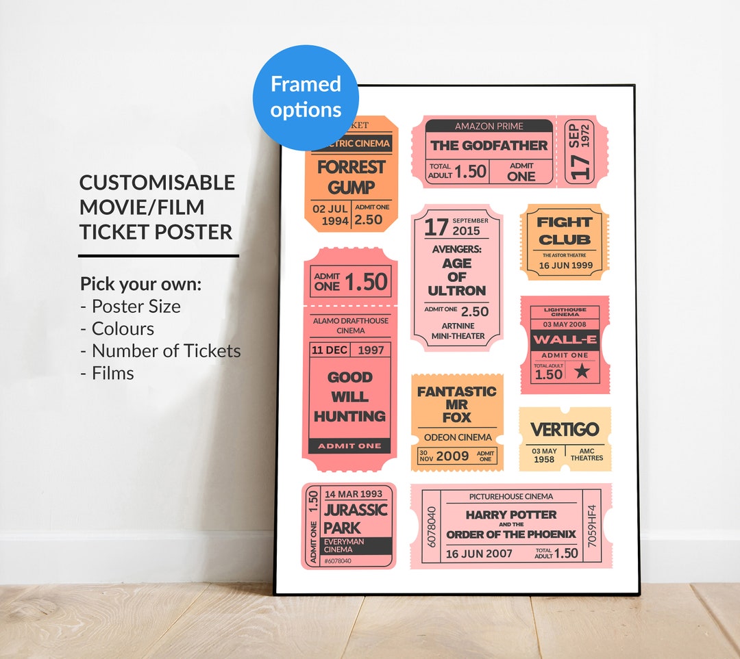 Personalized Movie Ticket Poster, Custom Vintage Film Lover Art, Gift ...