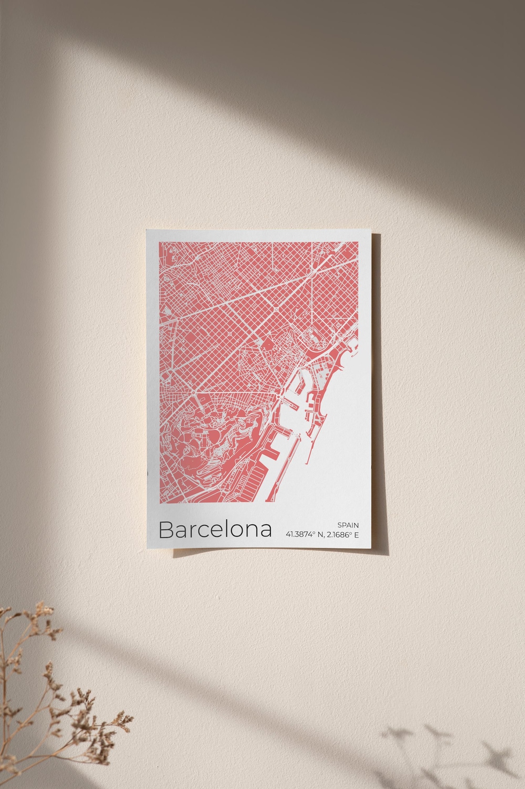 Barcelona City Map Poster, Spain Map Wall Decor, Travel Lover Present ...