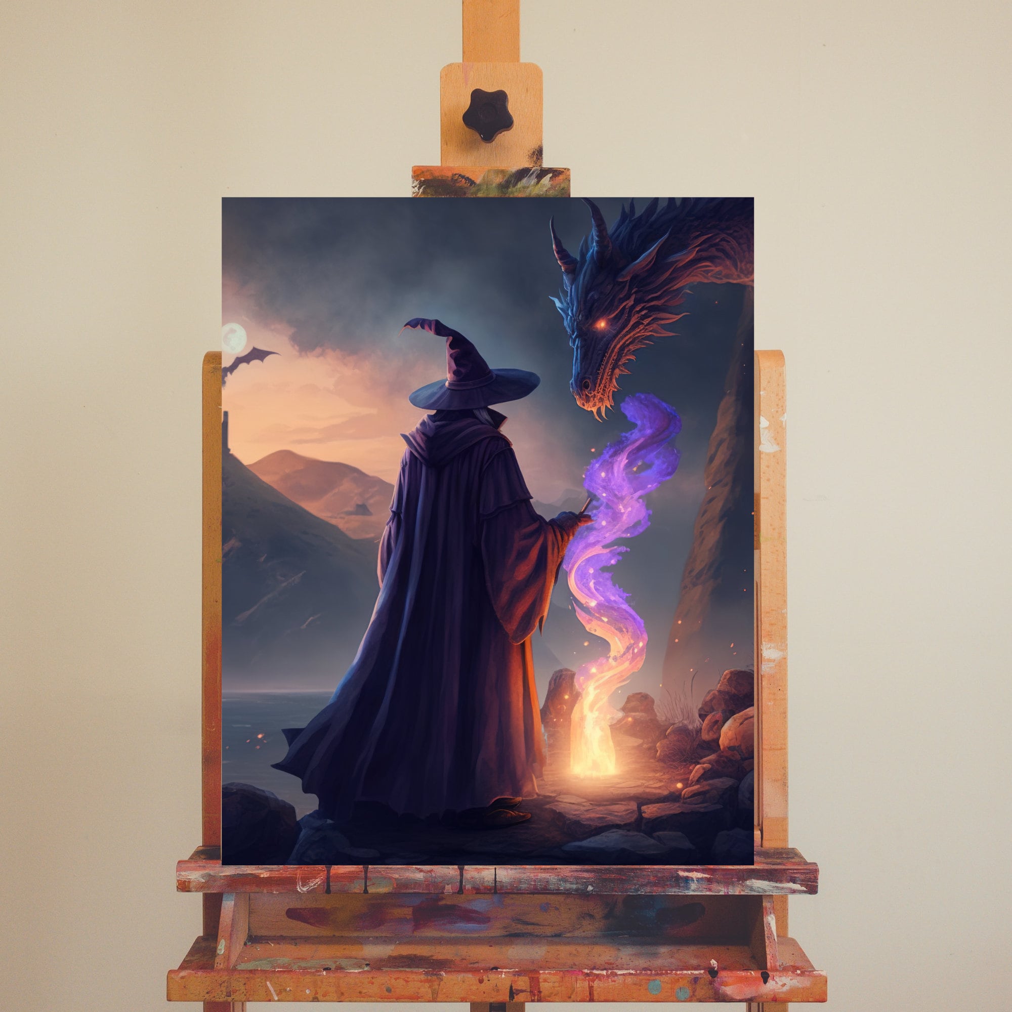 Surreal dragon Wizard Printable Wall Art / Dreamlike Visual / Magical ...