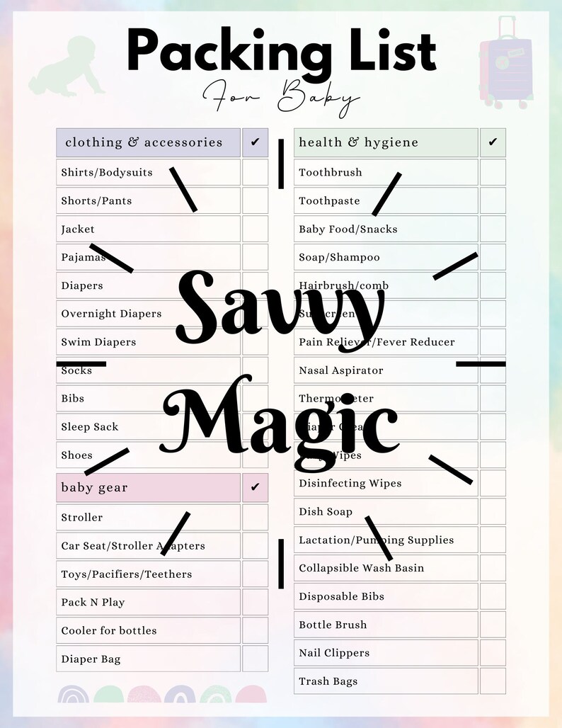 Baby Packing List - Etsy