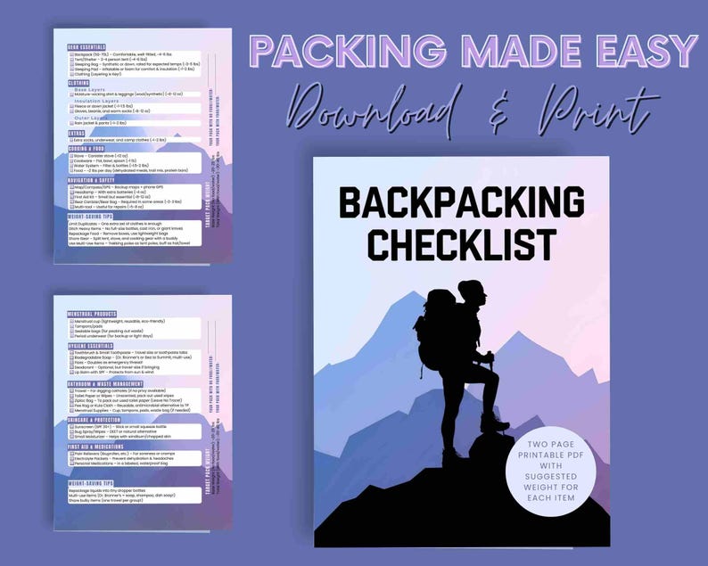 Backpacking Checklist for Women | Travel Prep Tool PDF Download ...
