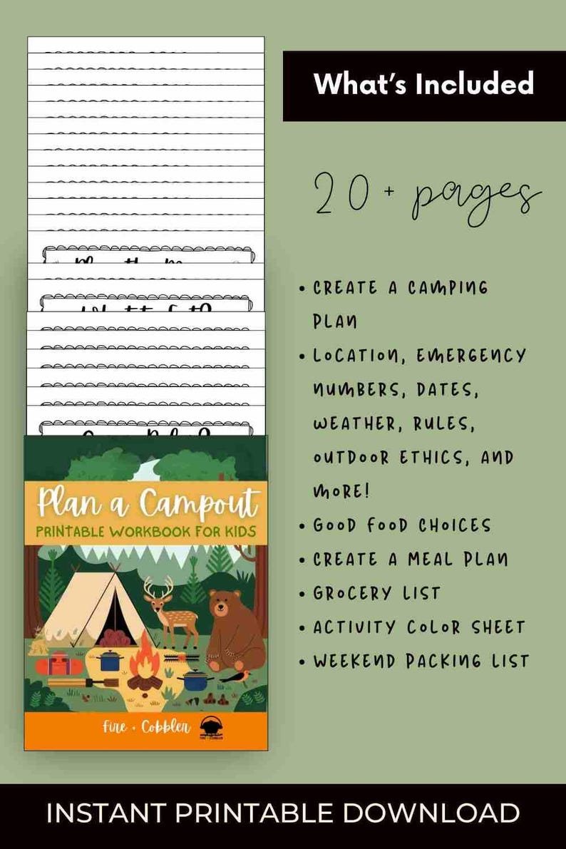 Kids Campout Planner: Printable Adventure Workbook (PDF Download) - Etsy