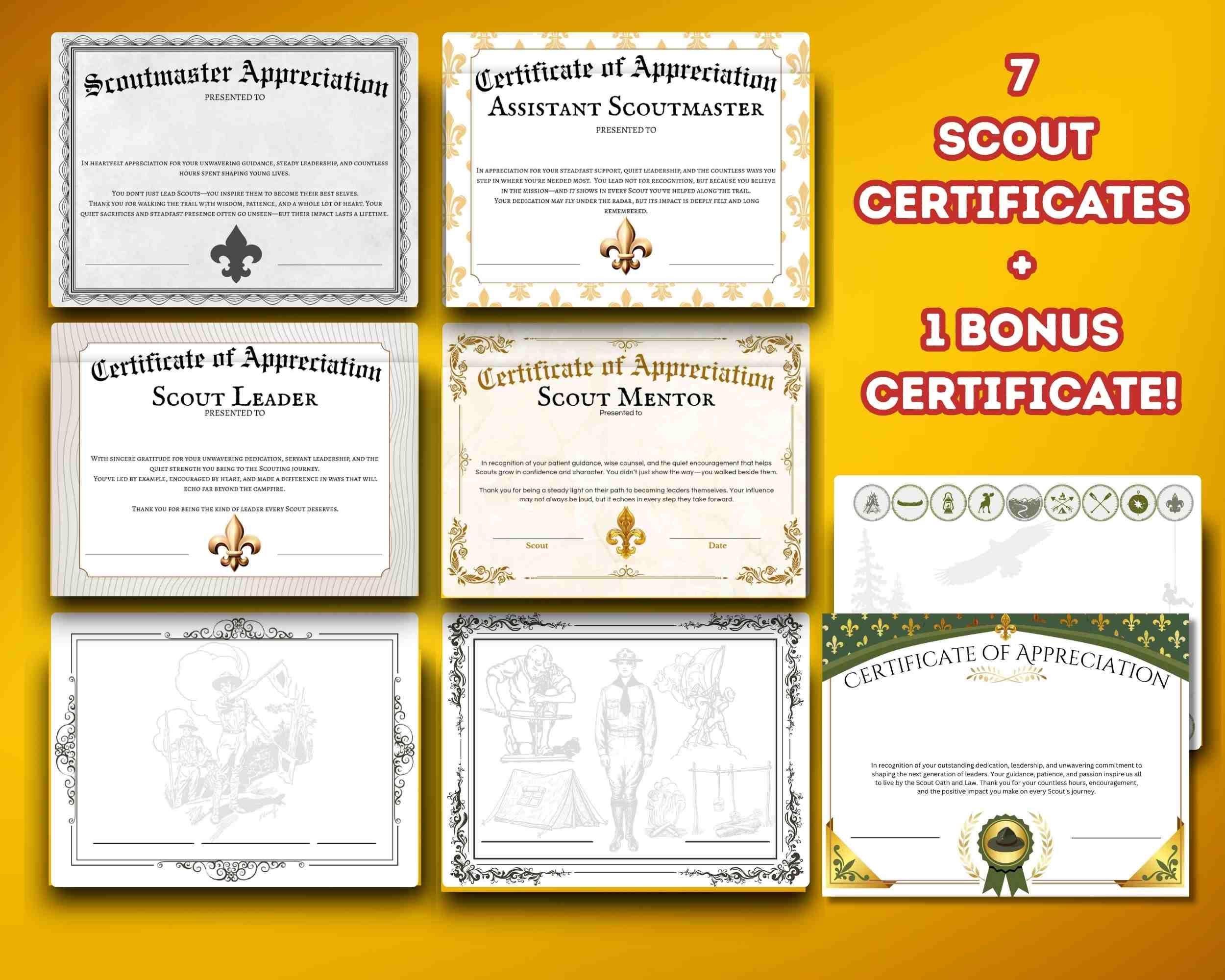 Scout Leader Certificate Template: Printable Recognition Award (PDF ...
